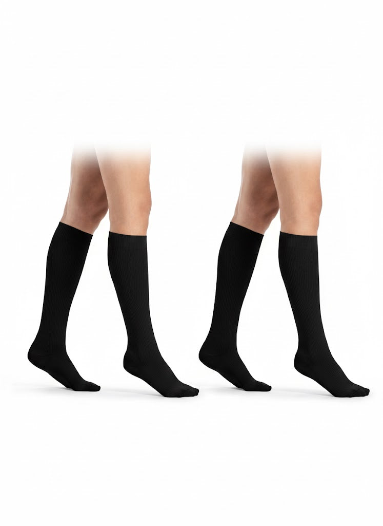 Sigvaris Traveno Reisestrümpfe Schwarz | Doppelpack